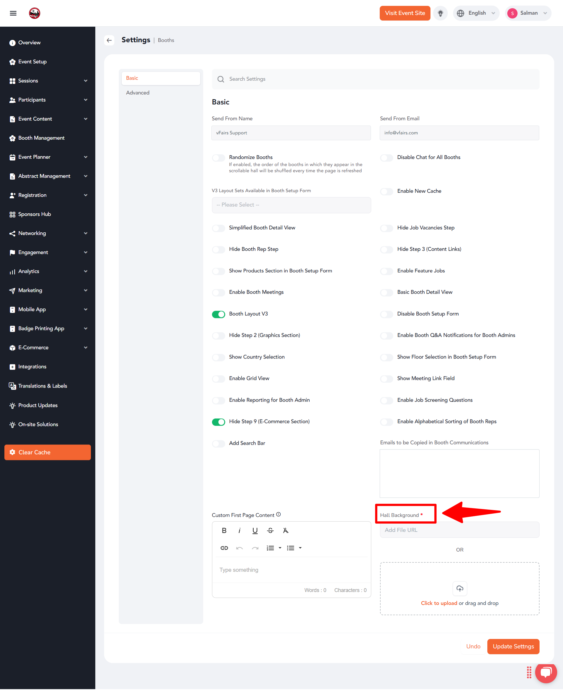 How to Change the Booth Hall Background