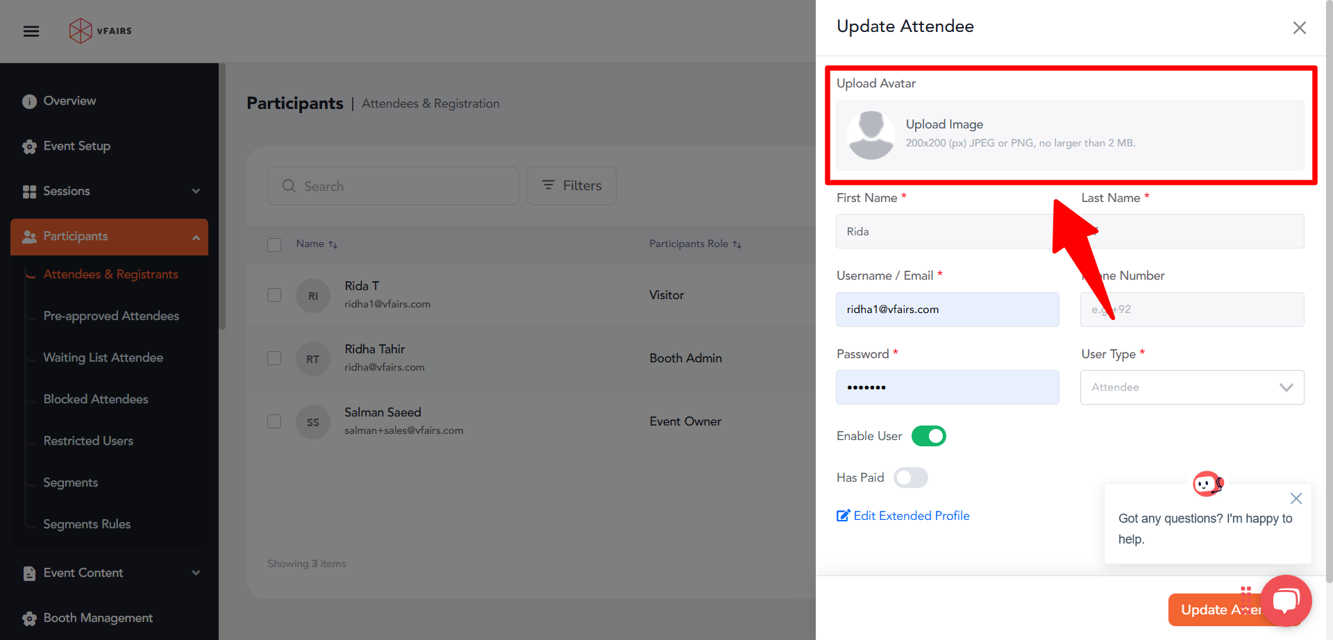 How to upload profile pictures of users