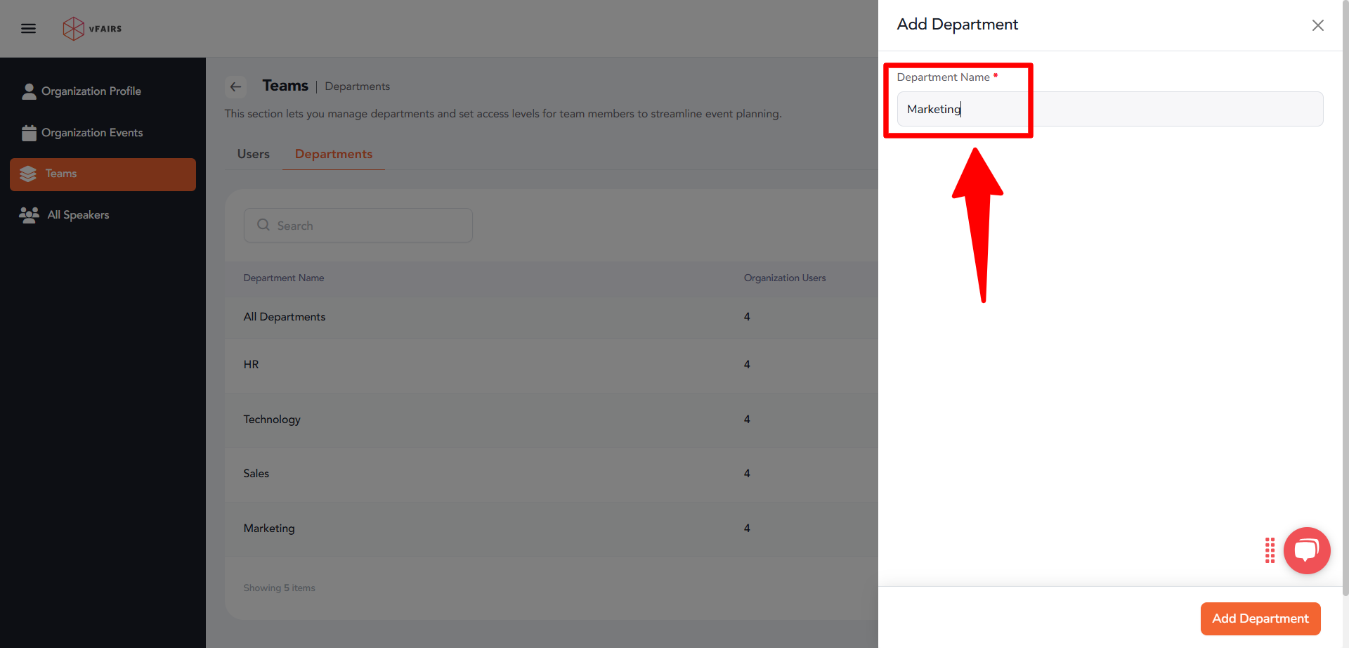 How to manage Organization departments