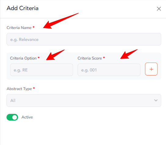 How to set Evaluation criteria Dropdown Values for Abstracts