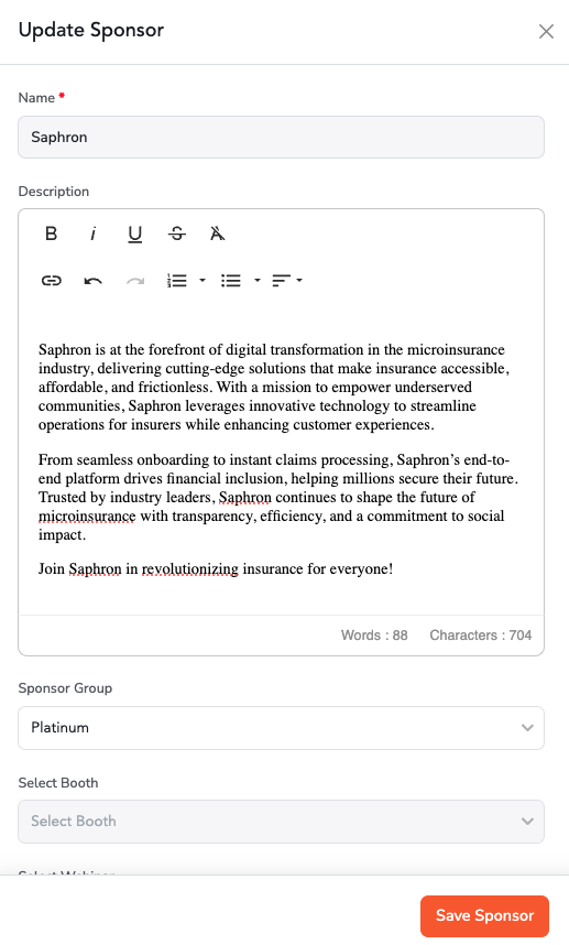How to add and manage sponsors on the landing page builder