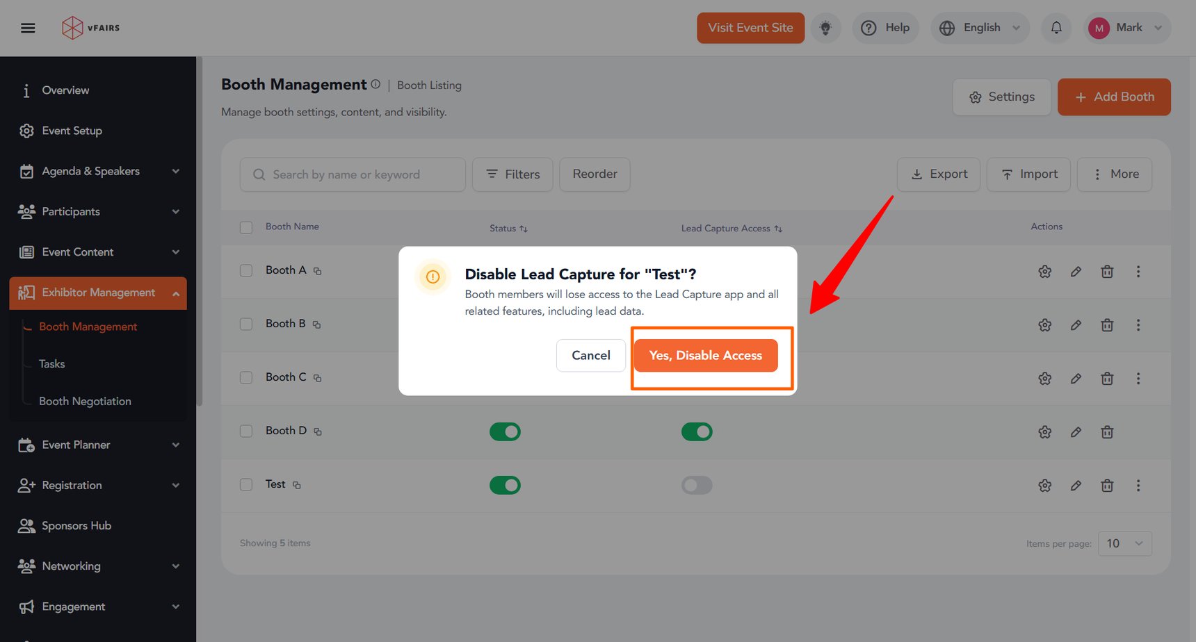 Manage Lead Capture Licenses and Access for Booths