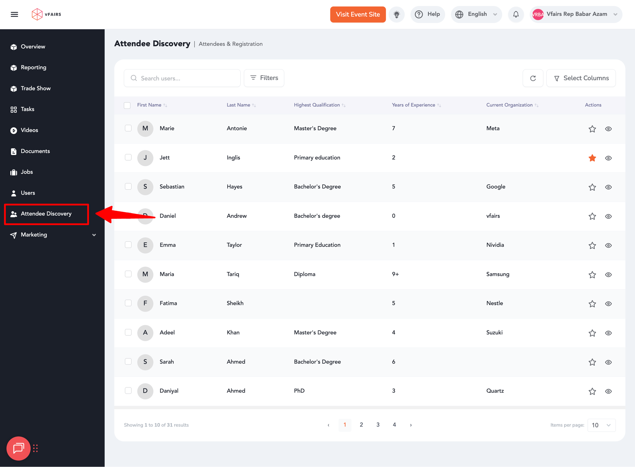 Exhibitor Portal - Attendee Discovery Module